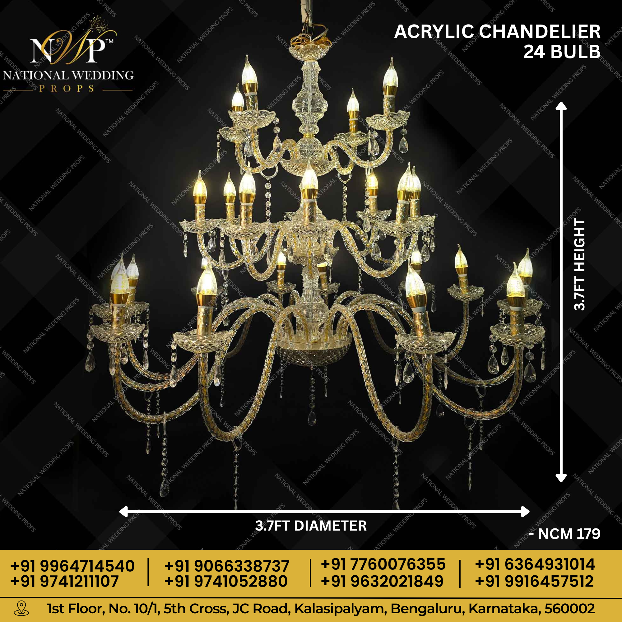 ACRYLIC CHANDELIER 24 BULBS – National Wedding Props
