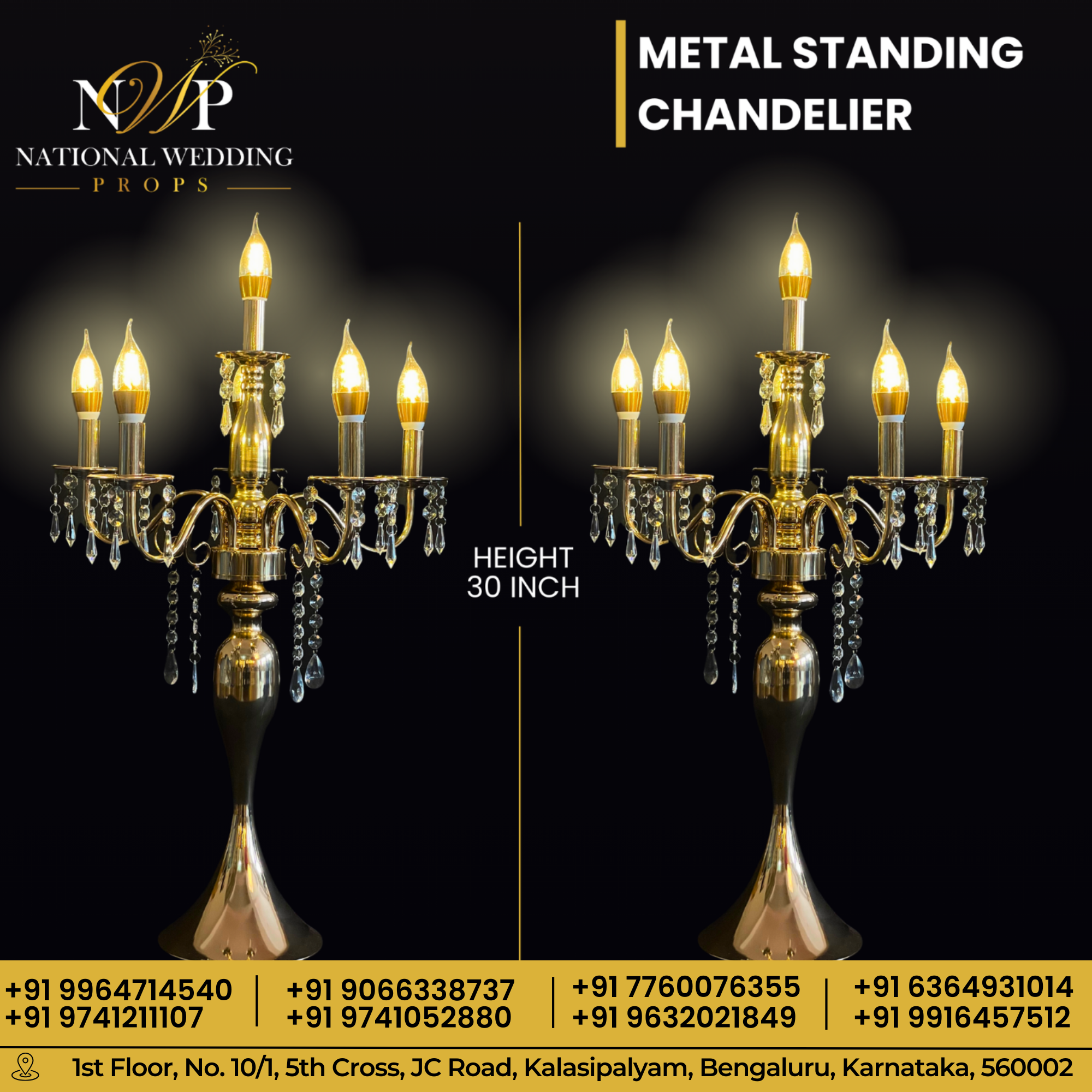 Metal Standing Chandelier – National Wedding Props